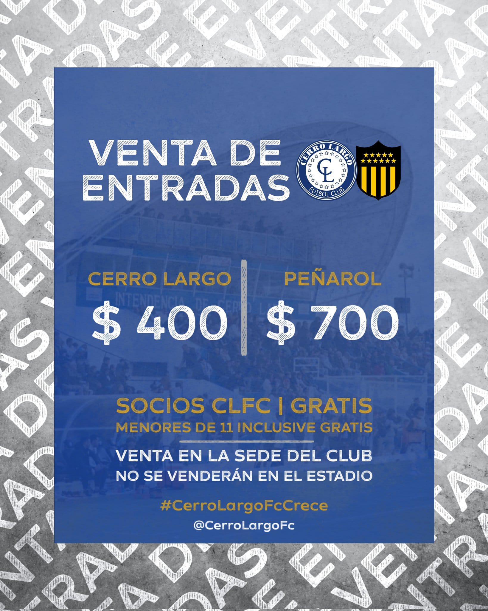 Están a la venta las entradas para el partido Cerro Largo – Peñarol ...